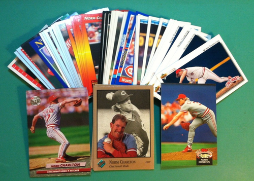 45x 🔥NORM CHARLTON🔥 1990's Baseball Cards all **Cincinnati Reds** THE ...