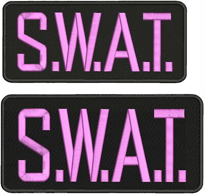 SWAT EMBROIDERY PATCH 4X10 & 6X11 HOOK ON BACK PINK ON BLACK | eBay