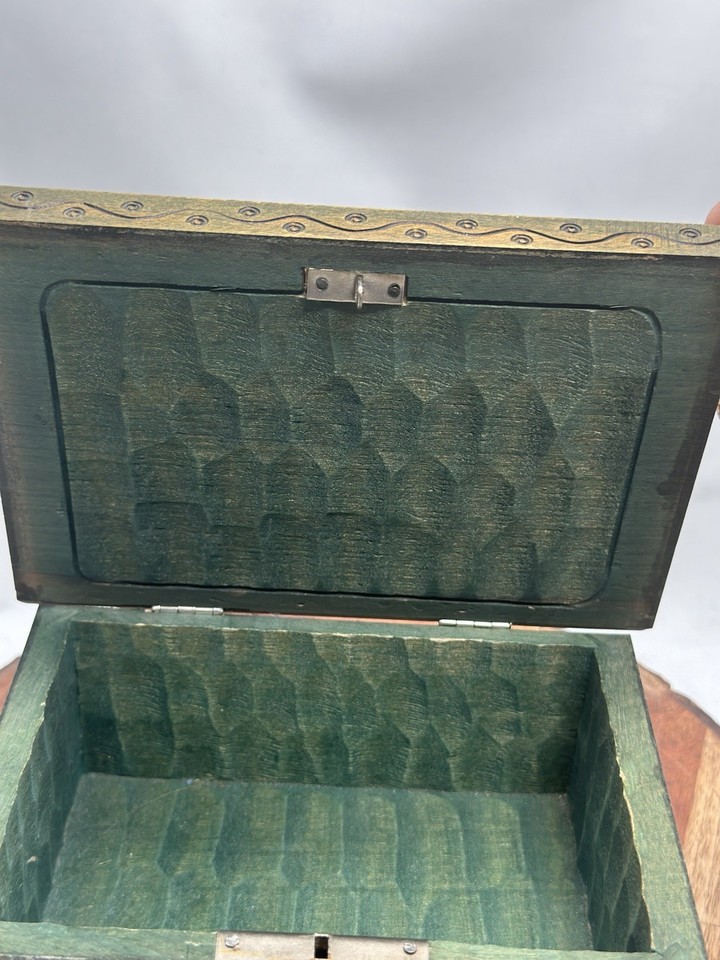 Vintage Handmade Polish Wood Trinket Jewelry Secret Box Designs Poland ...