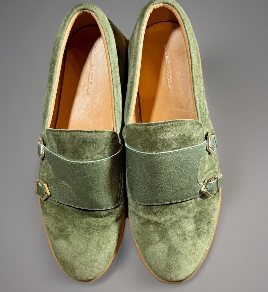 MARC NOLAN Shoes Mens Size 11 Green Leather & Suede Kyler Monk-Strap ...