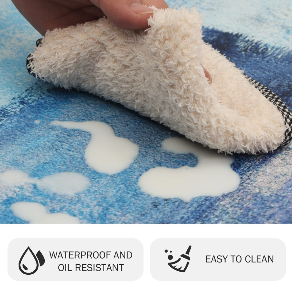 MAYHMYO Teal Turquoise Anti-Fatigue Kitchen Floor Mat Non-Skid ...