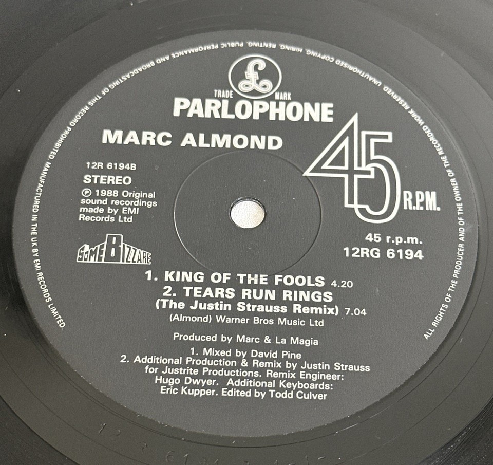 Marc Almond - Bitter Sweet / Tears Run Rings 12" (Soft Cell) G/F VG+ ...
