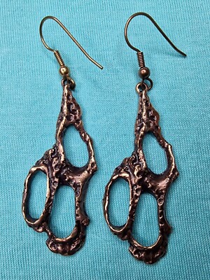 Knut P. vintage bronze earrings ear pendant Norway design Scandinavian ...