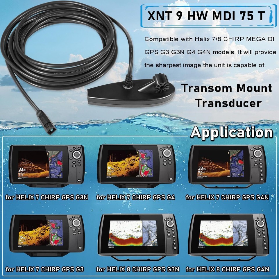 for Humminbird 710295-1 XNT 9HW MDI 75 T Helix 7/8 Chirp MEGA Transom ...