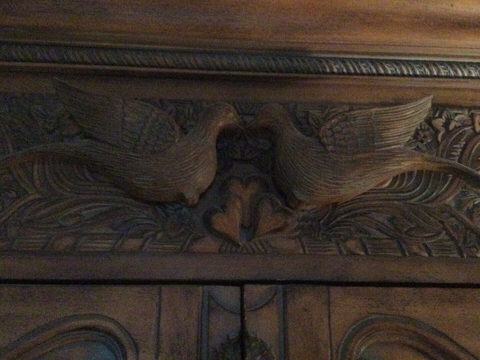 Vintage Large Hand Carved Solid Wooden Armoire | eBay