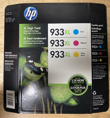 Genuine HP 933XL Color CMY OfficeJet 6100 6600 6700 7110 7510 Retail ...