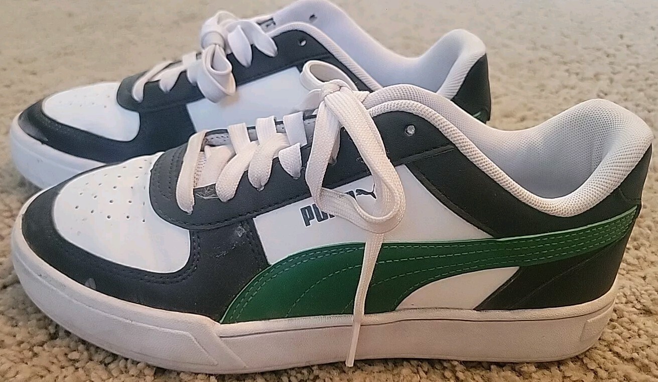 Puma Rebound V6 Low Lace Up Mens Black, Green & Whi… - Gem