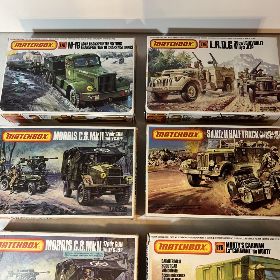 LOT OF (6) VINTAGE 1970'S MATCHBOX 1/76 WORLD WAR II MODEL KITS - new ...