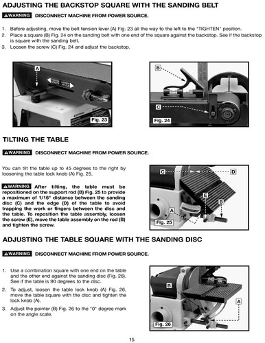 Delta 4" Belt 6" Disc Sander Model SA446 Instruction & Parts List ...