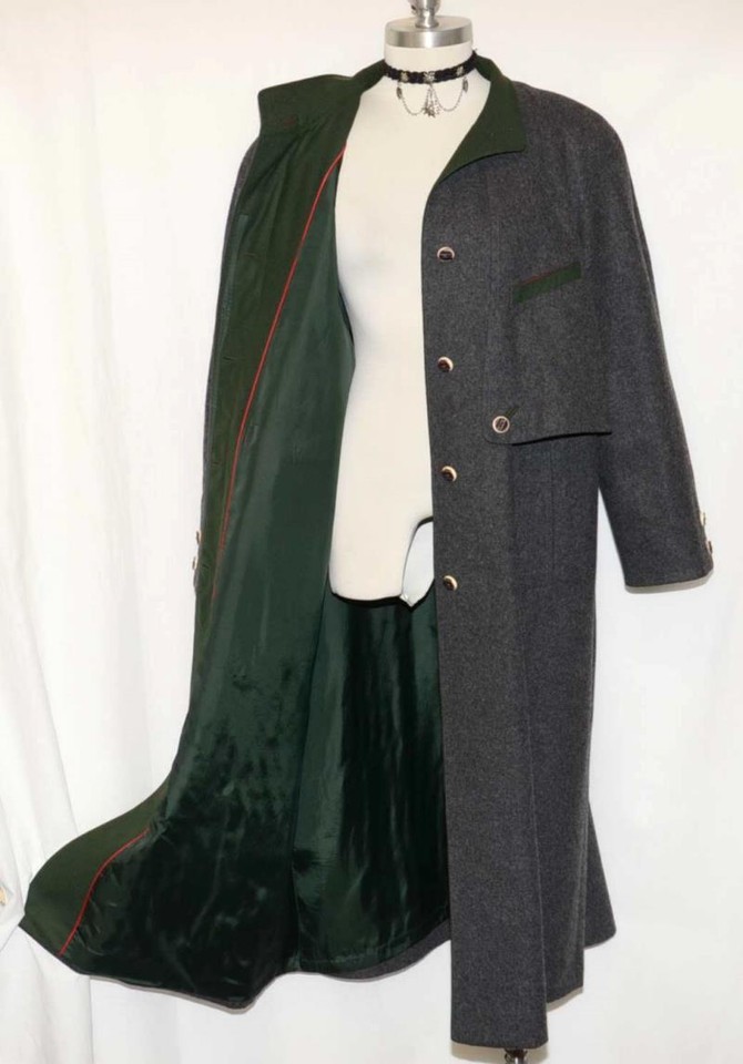 BLACK ~ WOOL Women Austria EXTRA LONG Riding Hunting Pea Trench LONG ...