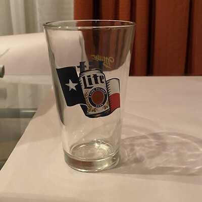 Miller Lite Texas State Pride Beer Pint Glass Cup Miller Can Texas Flag ...