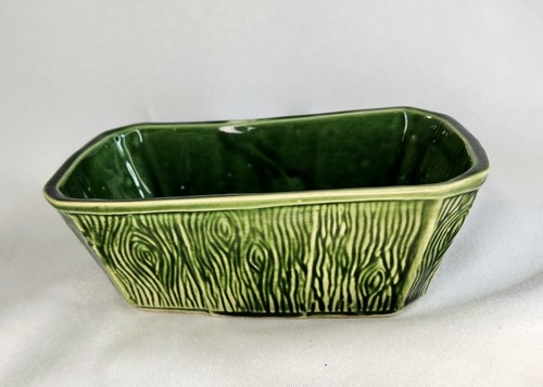 Vintage Cookson Pottery Tree Bark 136 USA Green Rectangular Ceramic ...