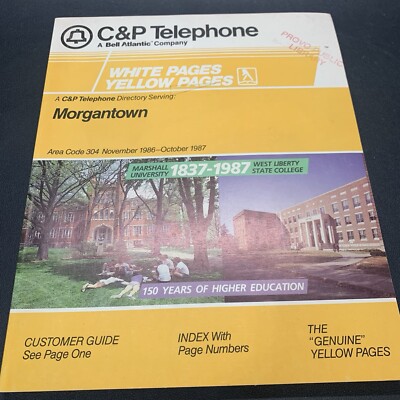 Vtg 1986-87 Morgantown West Virginia Telephone Directory Phone Book ...