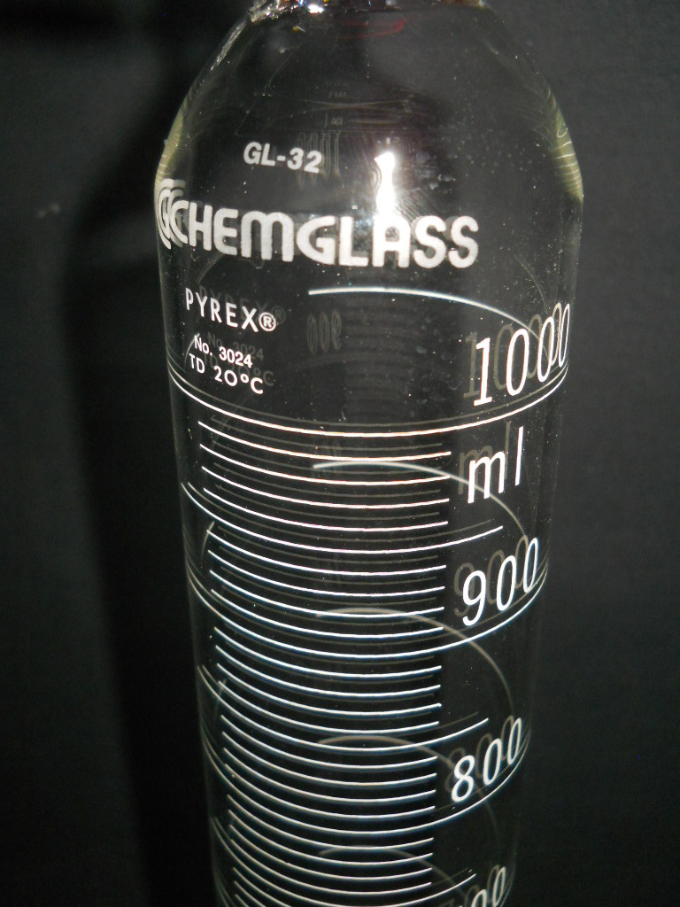 Chemglass Pyrex Glass 1000mL 1L TD Graduated Cylinder Gas Drying Column ...