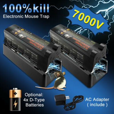 2PK Electronic Mouse Trap Pest Control Rat Killer Mice Electric Rodent ...