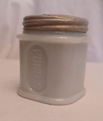 Ponds Cold Cream Jar With Embossed Aluminum Lid Thick Milk Glass | eBay