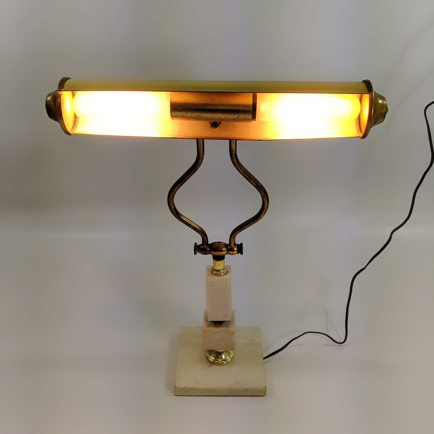 Vtg Italian Marble Brass Piano Bankers Lamp Adjustable Italy Tested ...