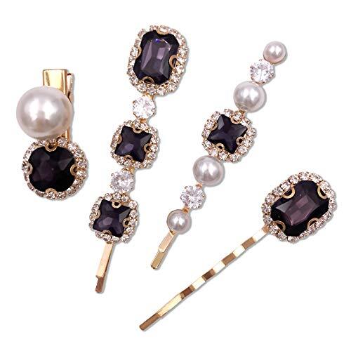 4PCS Royal Crystal Pearl Gold Bobby Pins Decorative Hair Slides Clips ...