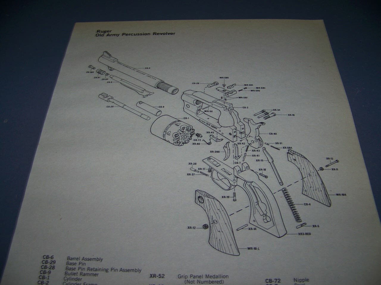 RUGER OLD ARMY PERC. REVOLVER & SECURITY-SIX D/A PISTOL.. EXPLODED VIEW ...