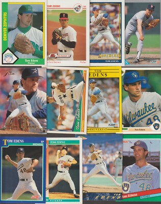 TOM EDENS LOT OF 32 BASEBALL CARDS 12 DIFFERENT ASTROS BREWERS ONTARIO ...