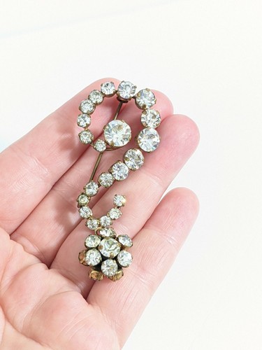 Vintage question mark shaped rhinestone brooch dangle… - Gem