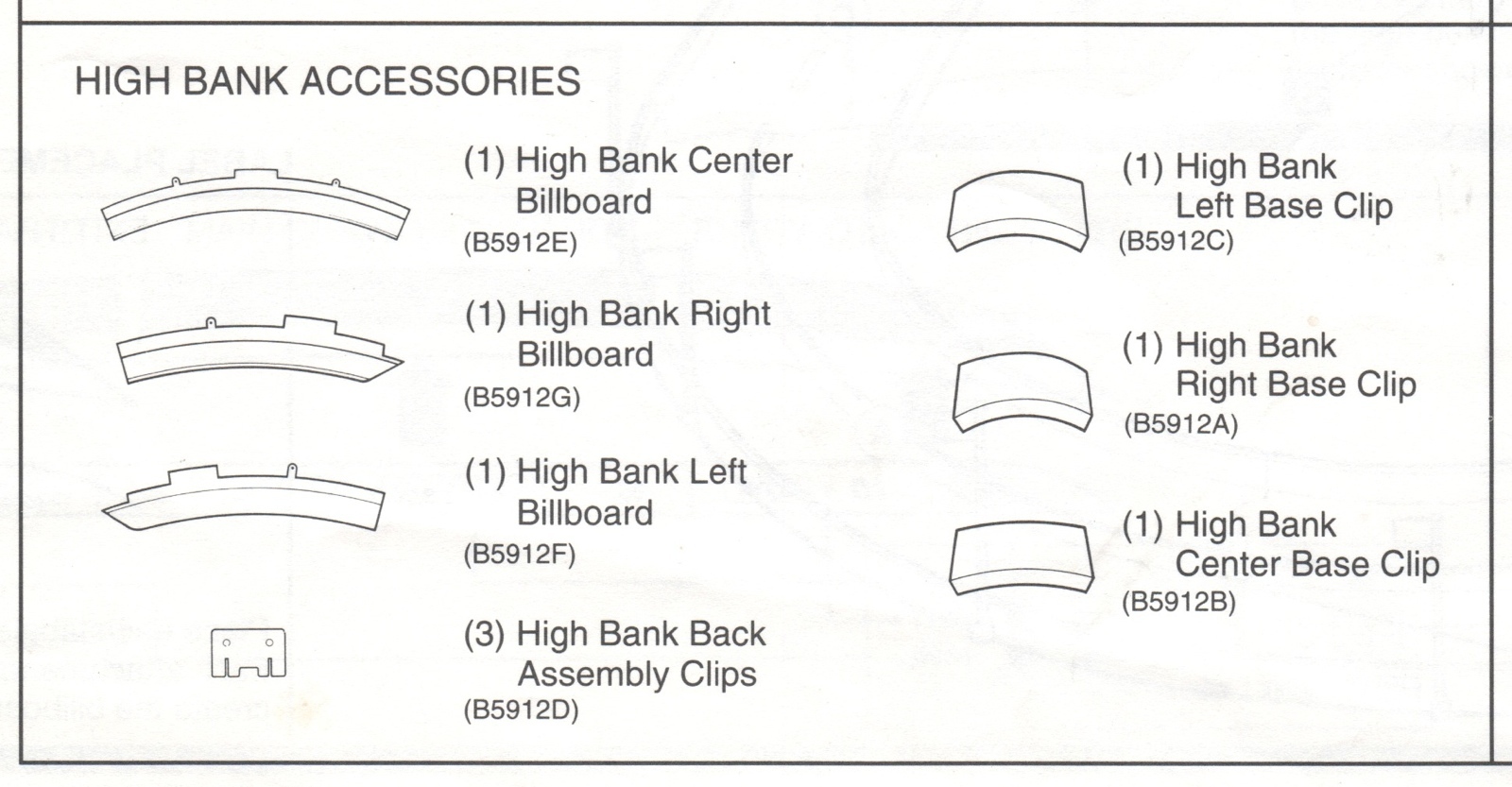 9pc TYCO TCR Slot less Car Total Control Race HIGH BANK TRACK CLIPS ...