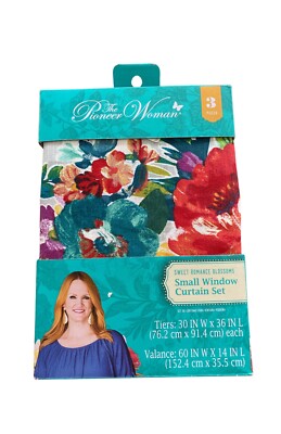 The Pioneer Woman Sweet Romance 3-Piece Floral Tier & Valance Set Small ...