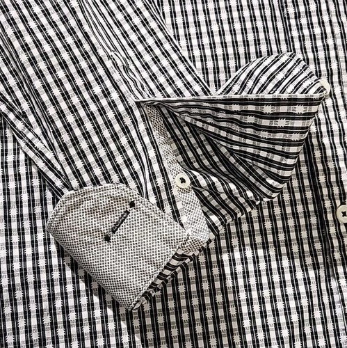 Bugatchi Long Sleeve Shirt Shaped Fit M Microchip Pattern Button Up ...