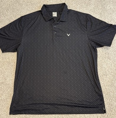 Callaway Men’s Black Opti-Dri Golf Polo Logo/Golf Club AOP Pattern Size ...