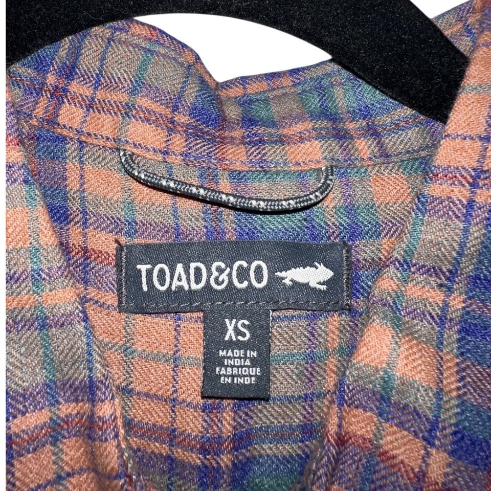 Toad & Co Re-Form Flannel Shirtdress XS Fawn Plaid Button Down ...