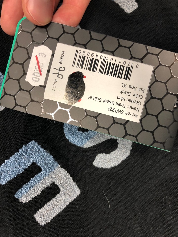 Sweater Riding Horse Pilot Team Black Man Sweatshirt Technique Size XL ...