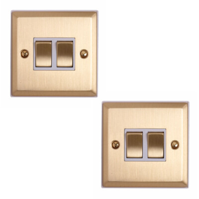 Litecraft Light Switches 2G Electrical Fitting in Satin Brass - 2 Pack ...