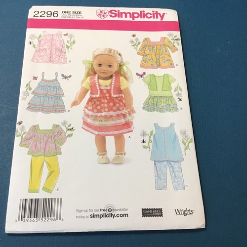 18 inch Doll Clothes Sewing Craft Pattern Simplicity #2296 6 casual ...