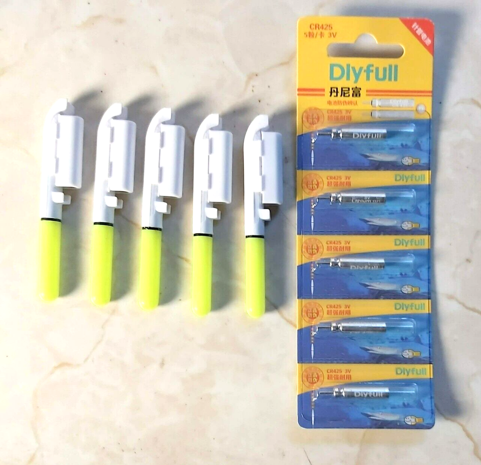 LED Sea Fishing Rod Tips x 5 Light Glow Stick Bite Indicator includes ...