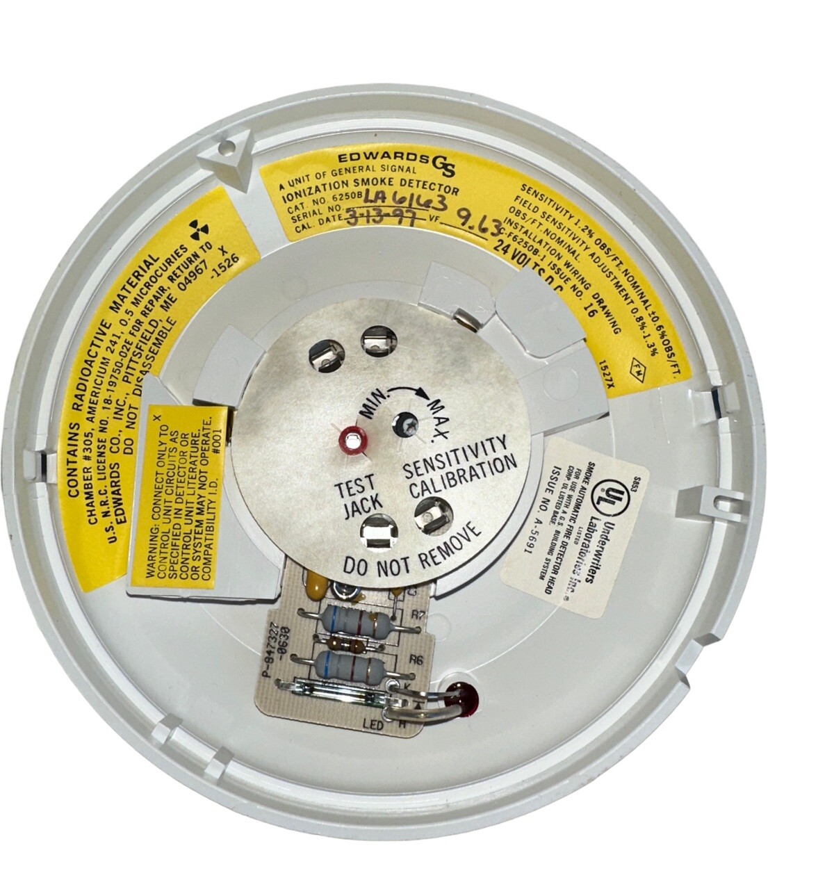 Edwards GS 6250B Ionization Type Smoke Detector 24VDC in Original ...