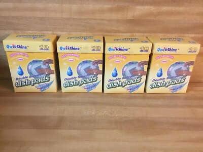4 Boxes Qwikshine qwik shine Double Sided dish pads Lemon (10 Pads Each ...