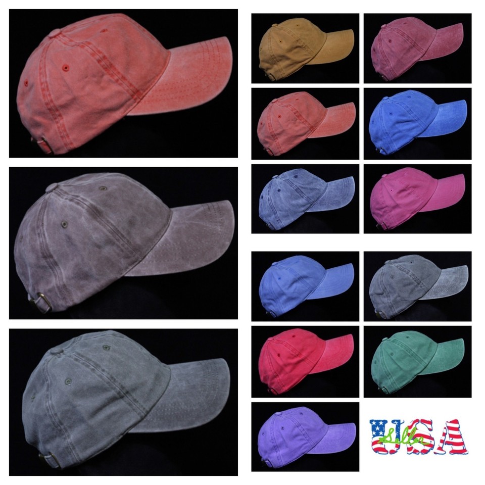 Unstructured Baseball Cap Distressed Washed Cotton Casual Hat Fashion ...