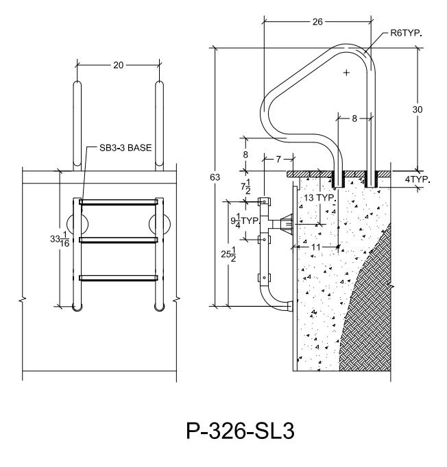 Saftron P-326-SL3-W Wall Mounted Split 3-Step Ladder | 0.25" Thick, 1. ...