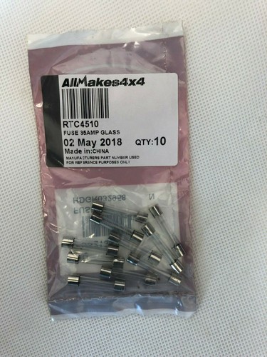 35 Amp Glass Cartridge Fuses x10 for Land Rover Defender Series 1 2 3 ...