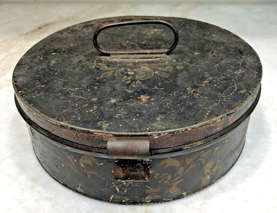 Vtg Toleware Round Hinged Box - Possibly a Spice Box - PRIMITIVE BEAUTY ...