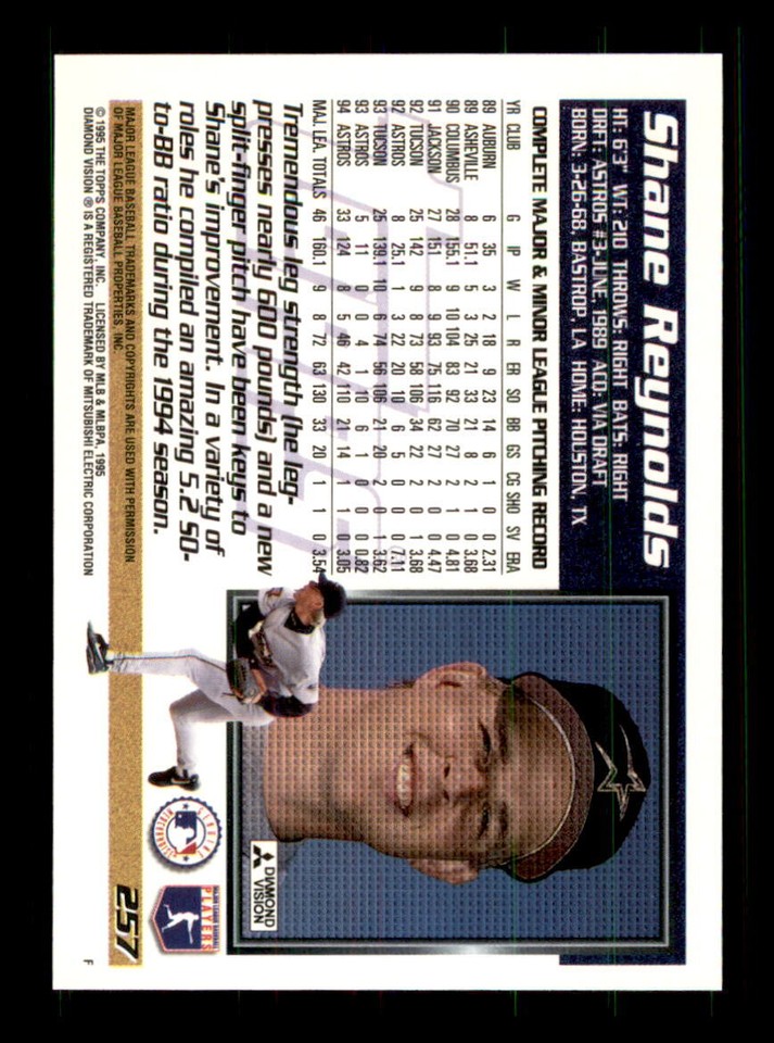 1995 Baseball Topps Shane Reynolds Houston Astros #257 | eBay