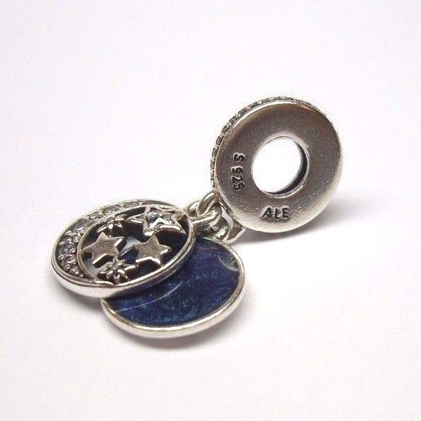 PANDORA NIGHT SKY SHIMMERING MIDNIGHT CZ DANGLE CHARM STERLING 925 ALE ...