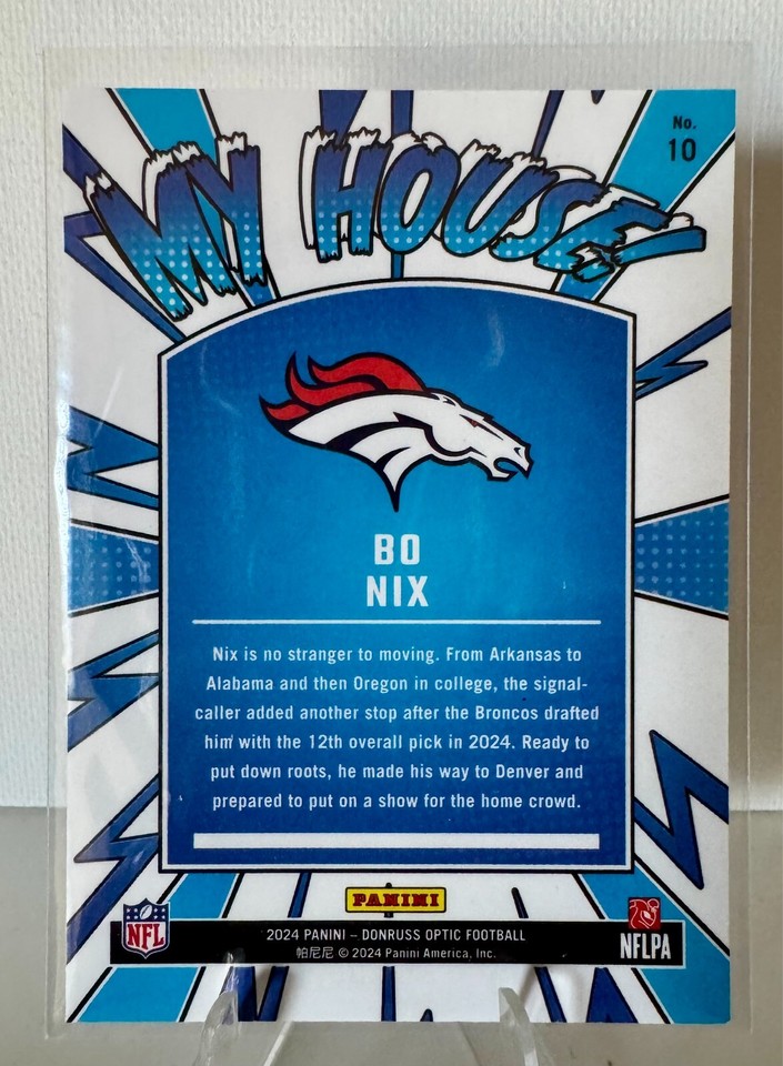 Bo Bix 2024 Donruss Optic My House! Rookie #10 Denver Broncos RC insert | eBay