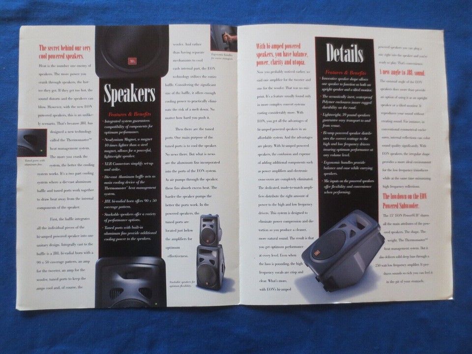 JBL EON 15 10 Sub 2 Way Speaker Brochure Factory Original Catalog The ...