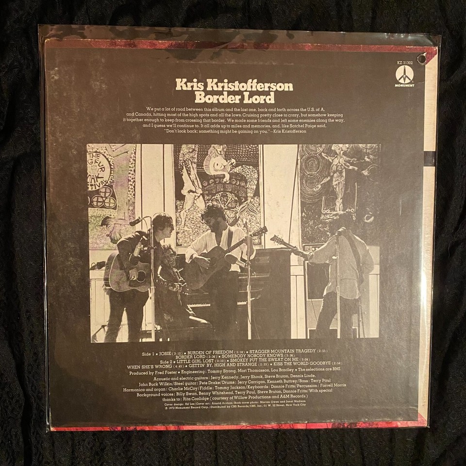 Kris Kristofferson – Border Lord LP - 1972 Monument Records Stereo ...