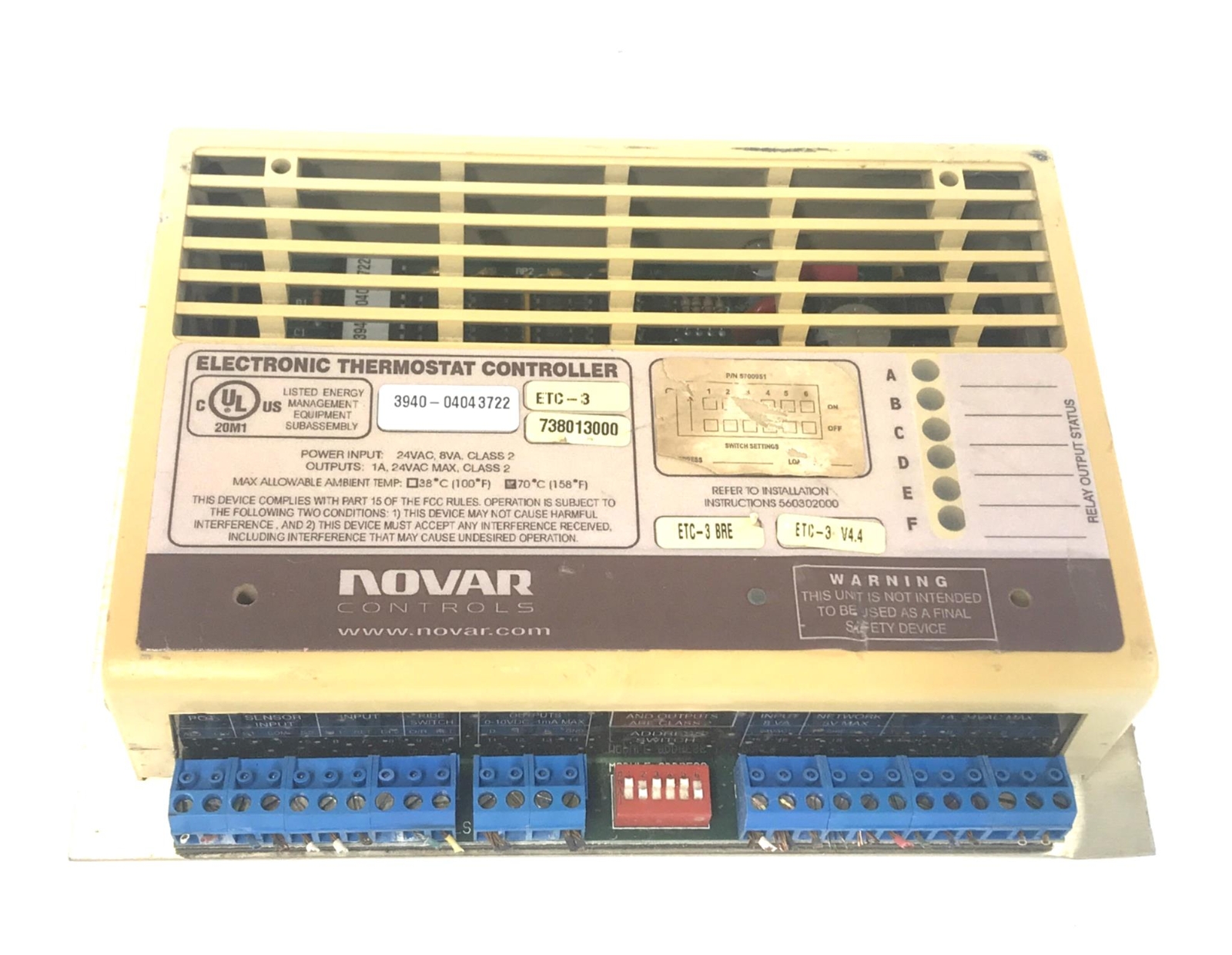 Novar Electronic Thermostat Controller ETC-3 BRE ETC-3V4.4 738013000 ...