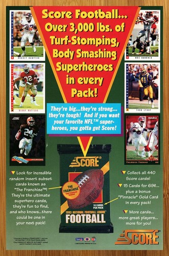 1993 Score Football Trading Cards Vintage Print Ad/Poster Rodney ...
