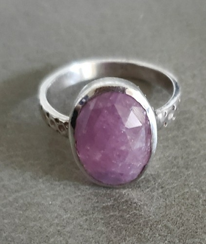 Faceted Pink Lab Created Ruby Ring - Sterling Silver - SIZE 6.75 | eBay