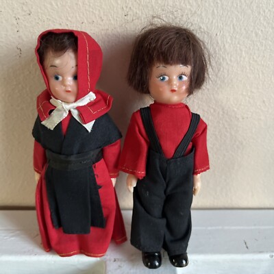 VTG Mennonite Amish Dolls - Boy & Girl 5” Painted Face F1a | eBay