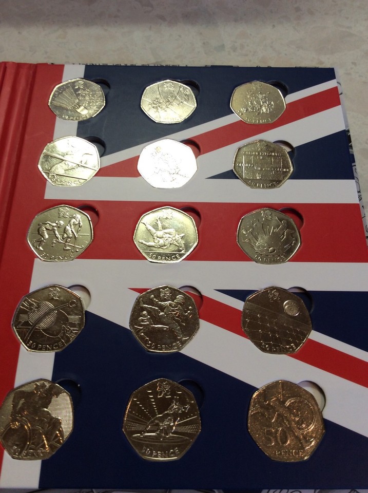 50p Coin Album & Full Set of 30 Olympic 50p Coins/Small Magnetic Sealed ...